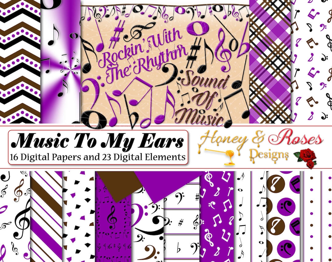 MUSIC Digtal Papers & Clipart, Music Notes, Word Art, High Quality ...