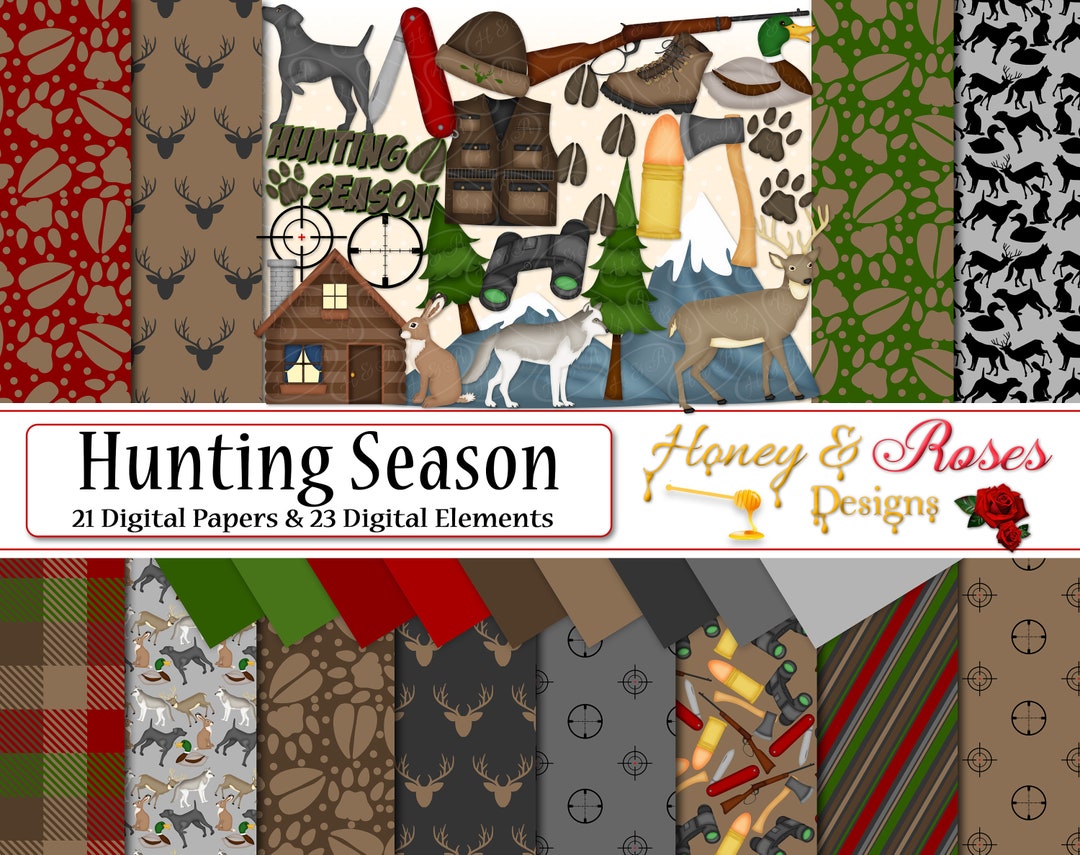 HUNTING SEASON Digtal Papers & Clipart, 12" X 12" High Quality Jpegs ...
