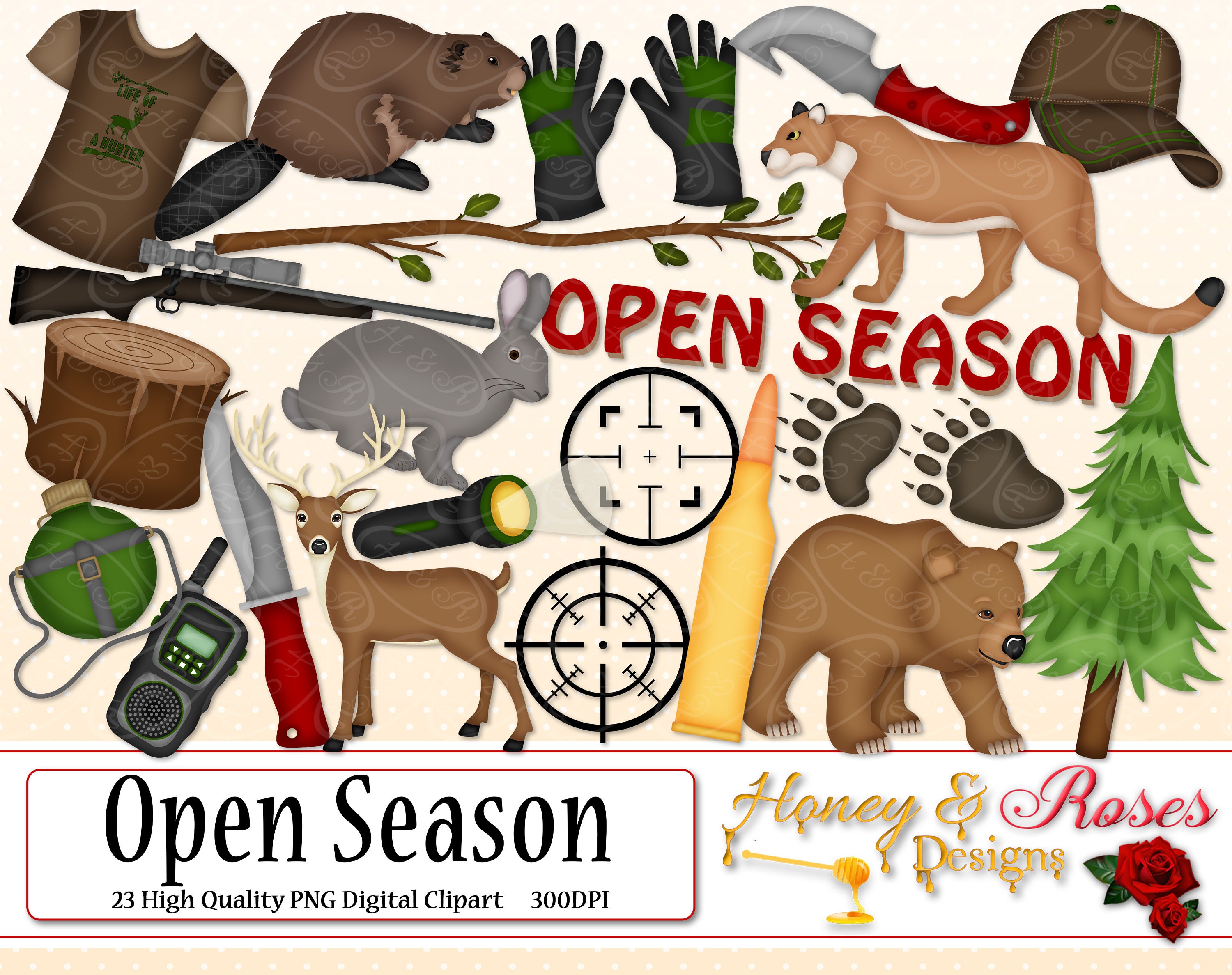 OPEN SEASON Digtal Papers & Clipart, 12" X 12" High Quality Jpegs ...