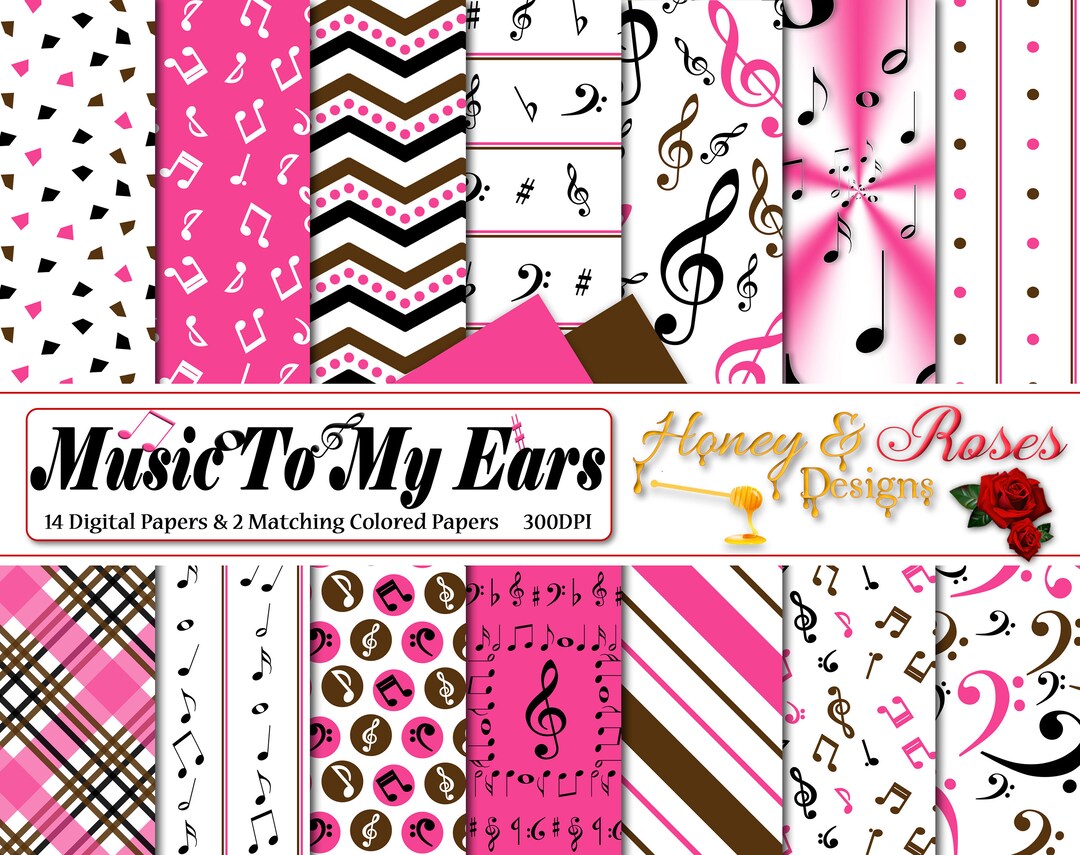 MUSIC Digital Papers, 12" X 12", High Quality Jpegs, Musical, Music ...
