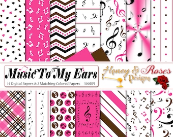 MUSIC Digital Papers, 12" X 12", High Quality Jpegs, Musical, Music ...