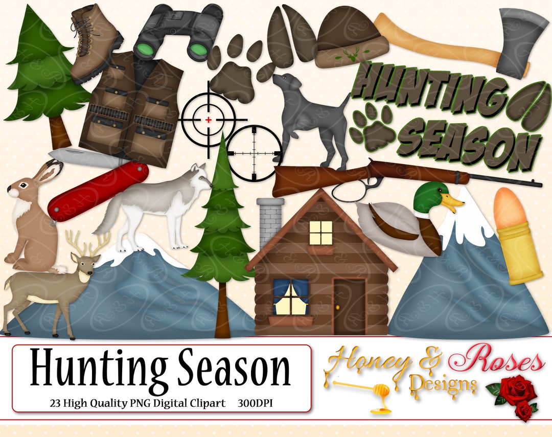 HUNTING SEASON Digital Clipart, High Quality 300DPI Elements, Hunter ...