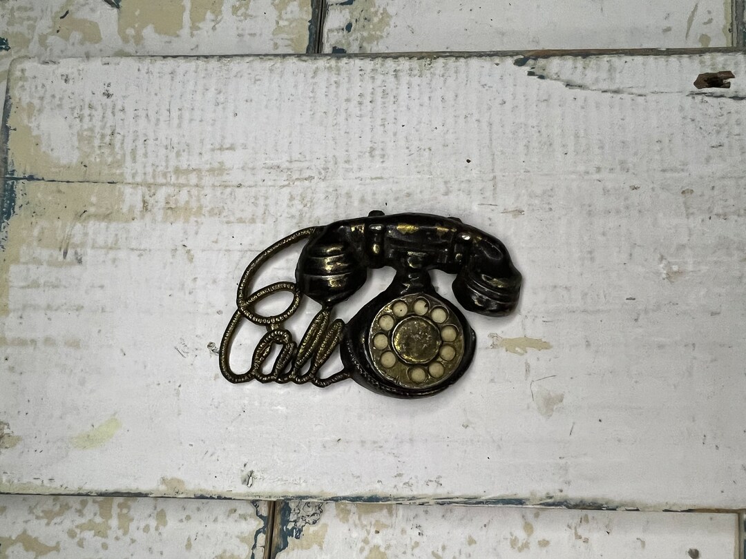 Vintage Art Deco Metal Phone Brooch | 1930s Call Pin With Moveable Dial ...