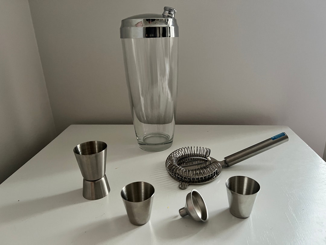 Vintage Cocktail Mixer Set: Glass Chrome Top, Mid Century Barware - Etsy