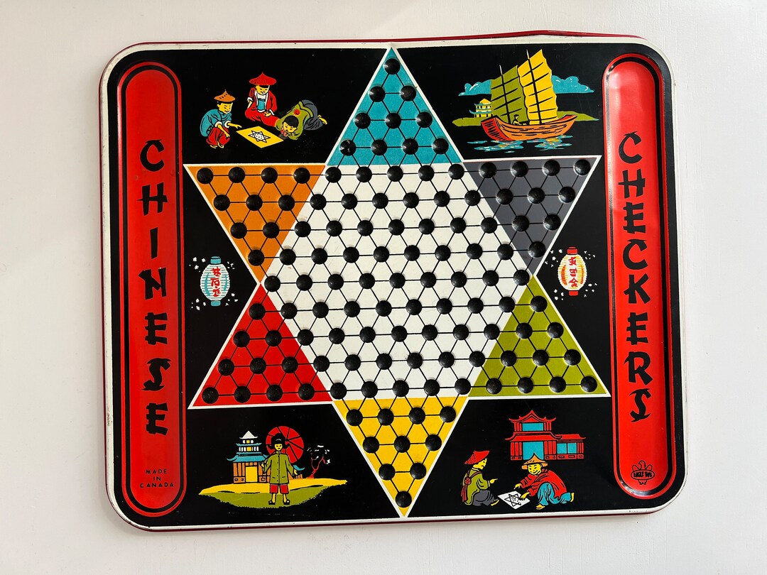 Vintage Chinese Checkers Metal Board Game | Mid Century Tin Toy | Made ...