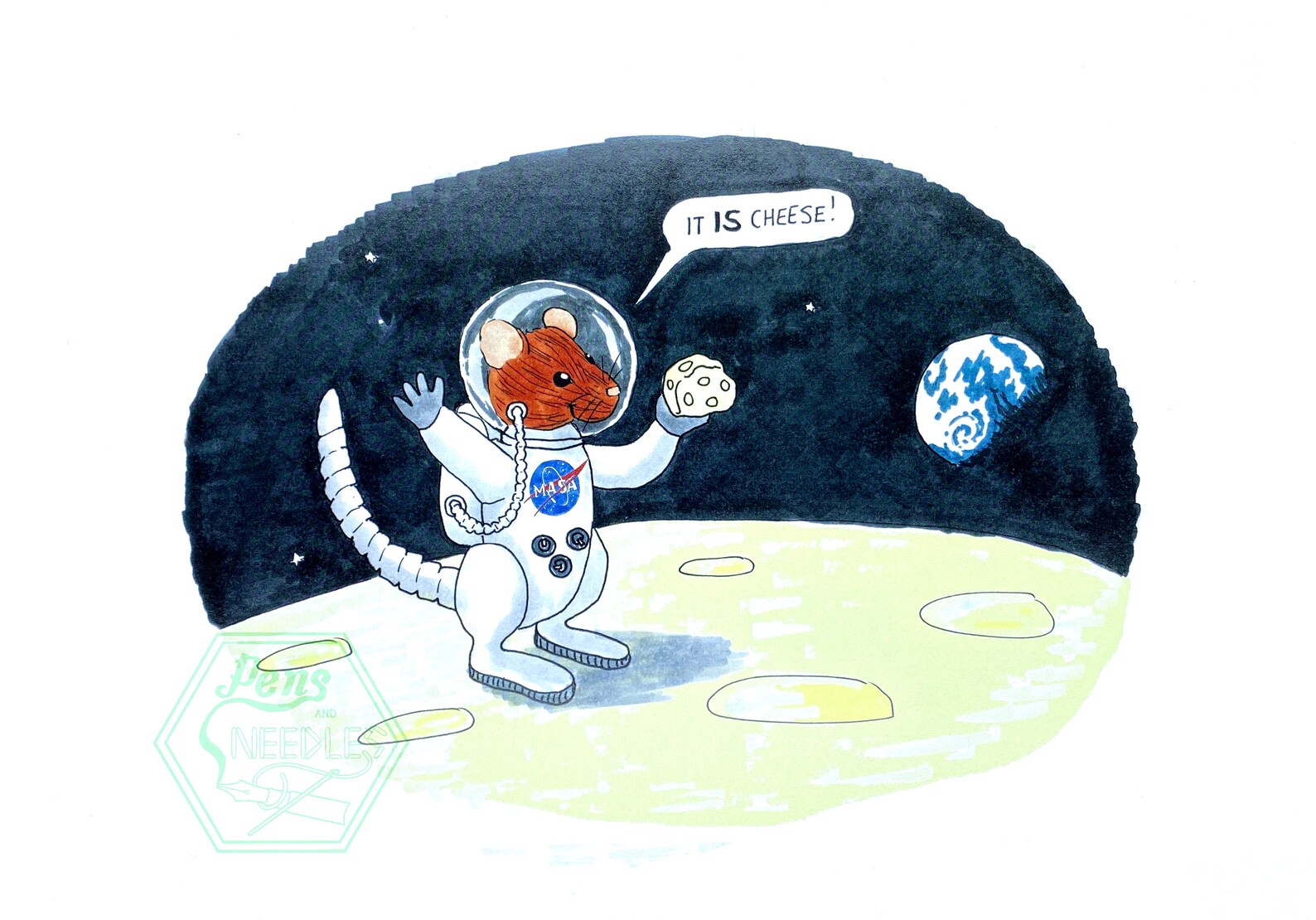 Astronaut Mouse Print A4 - Etsy