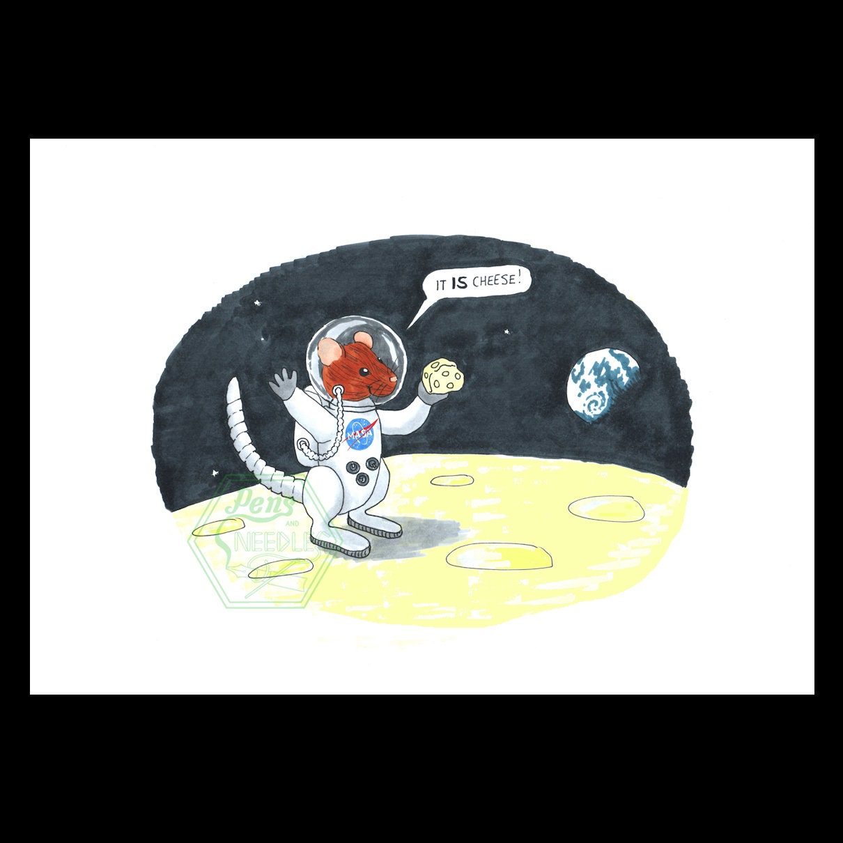 Astronaut Mouse Print A4 - Etsy