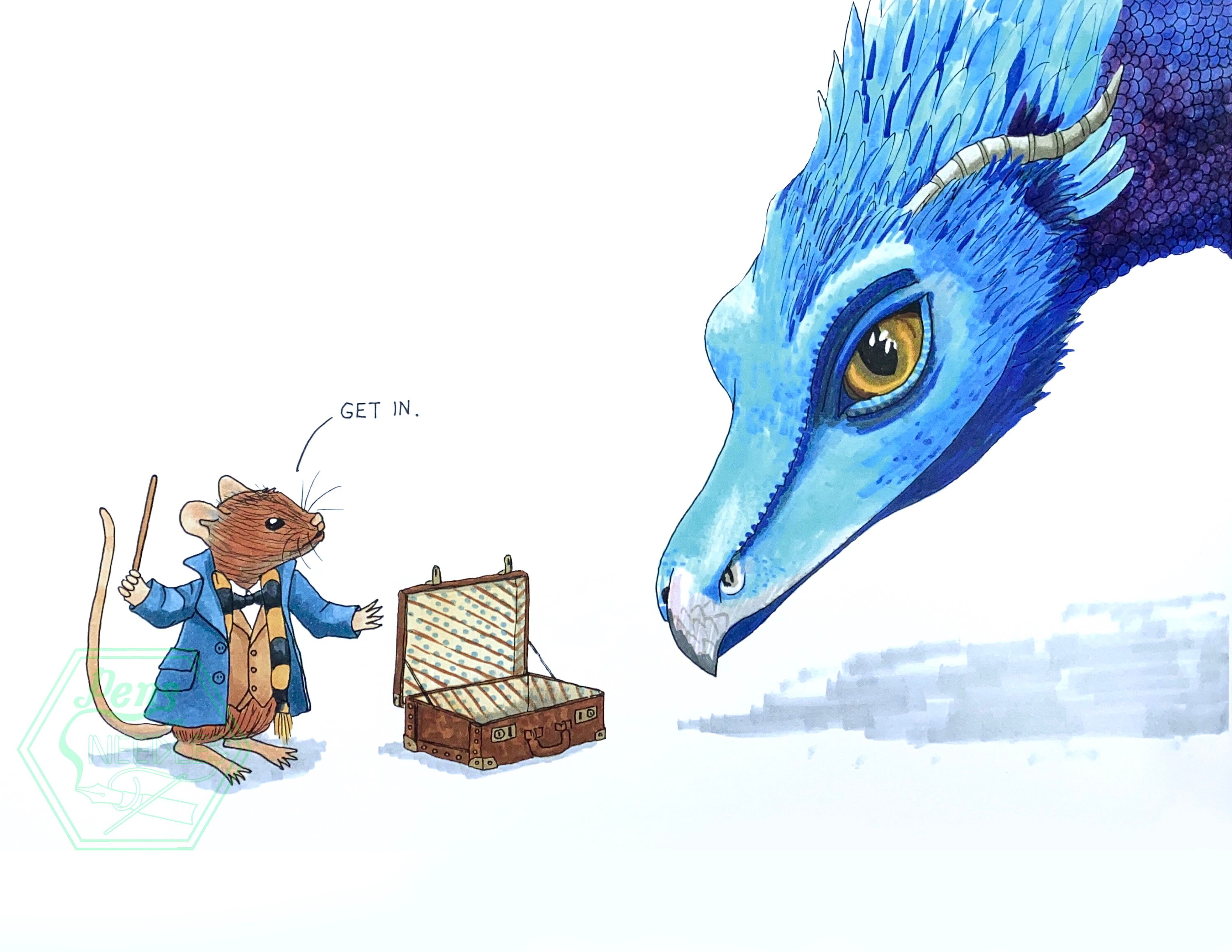 Newt Scamander Mouse Print A4 - Etsy Denmark