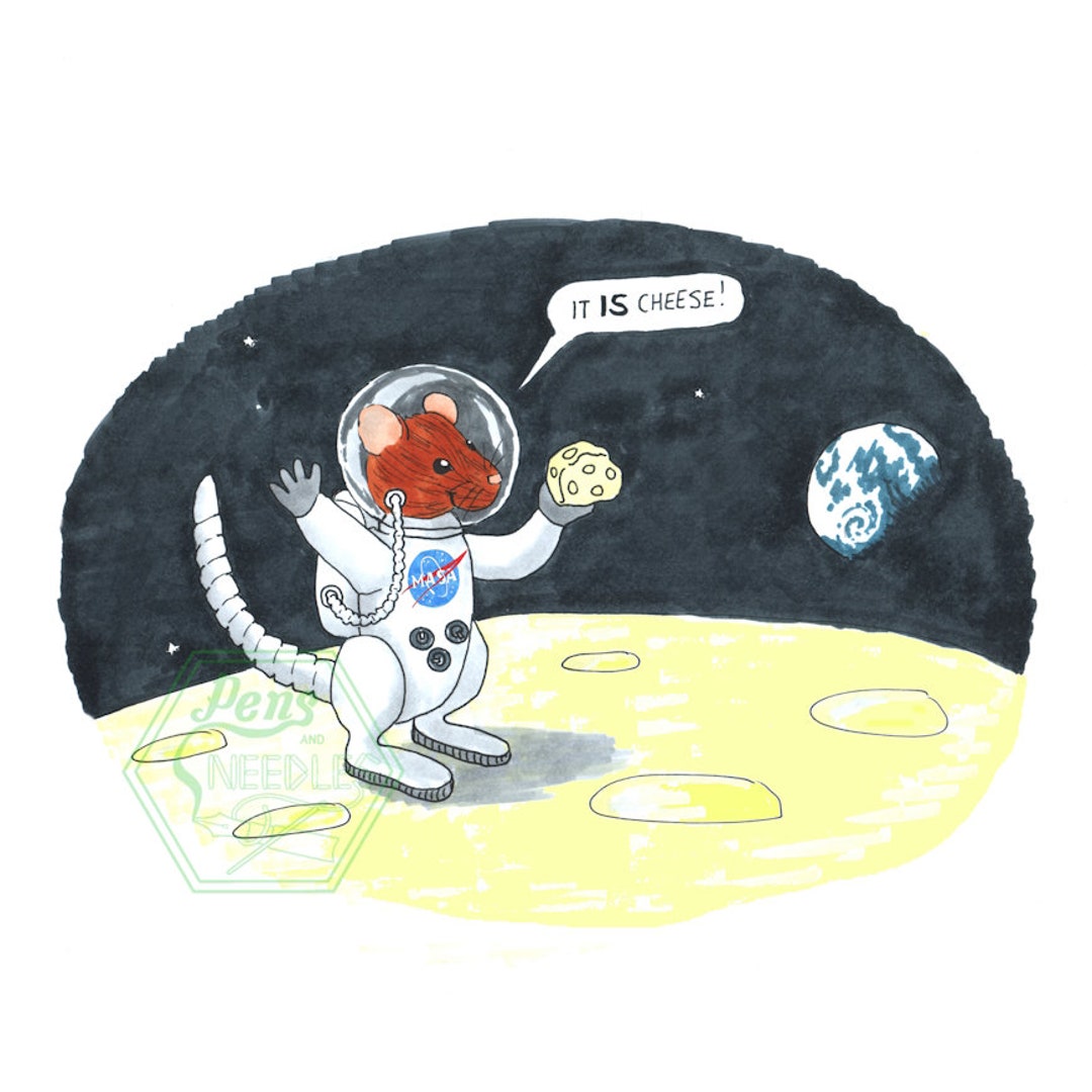 Astronaut Mouse Print A4 - Etsy