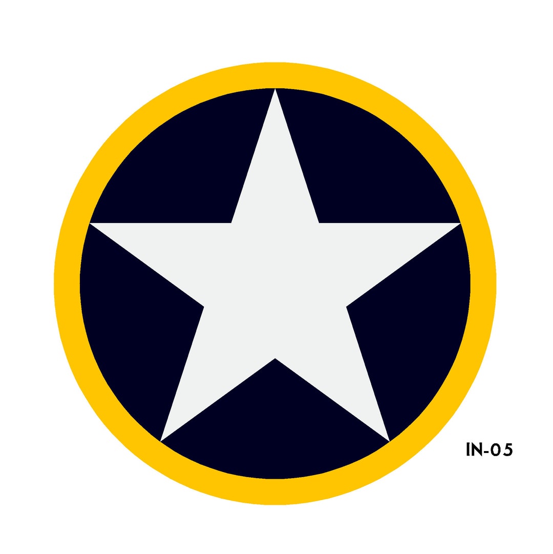 Air Force Decal - Insignia USAAF Star in Circle Yellow Outline Decal ...