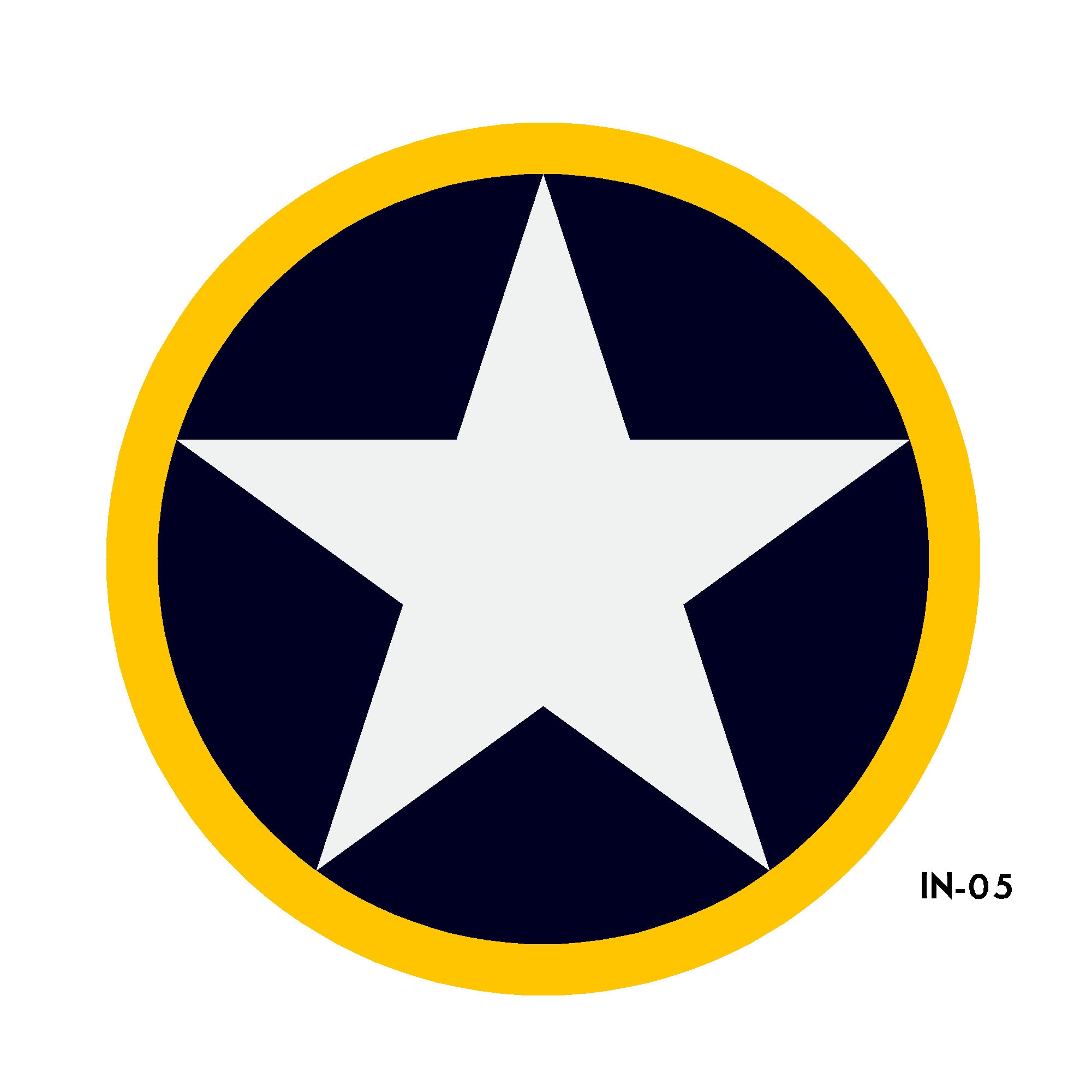 Air Force Decal - Insignia USAAF Star in Circle Yellow Outline Decal ...