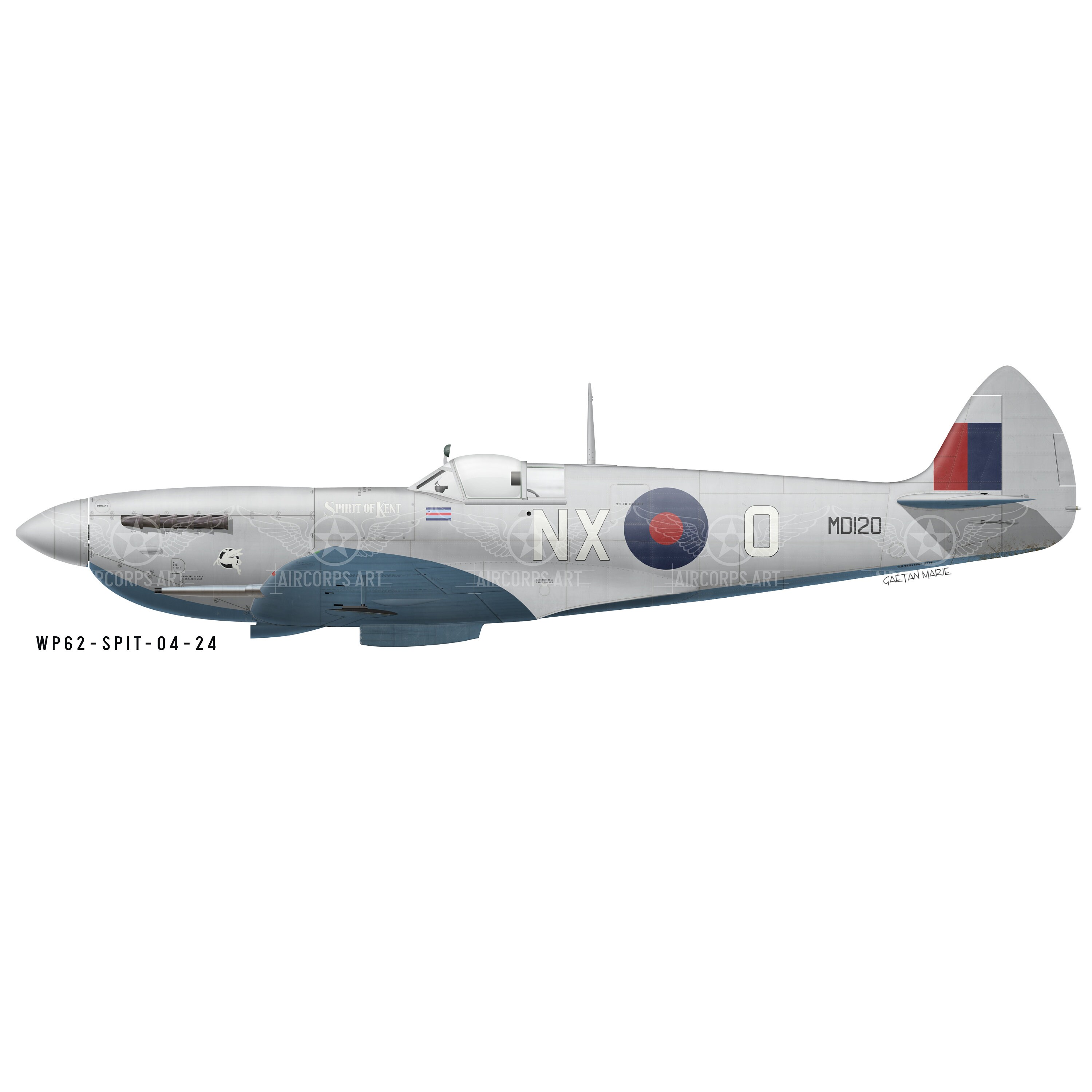 Spitfire "spirt of Kent" Airplane Profile | Art Poster, Wall Decal ...