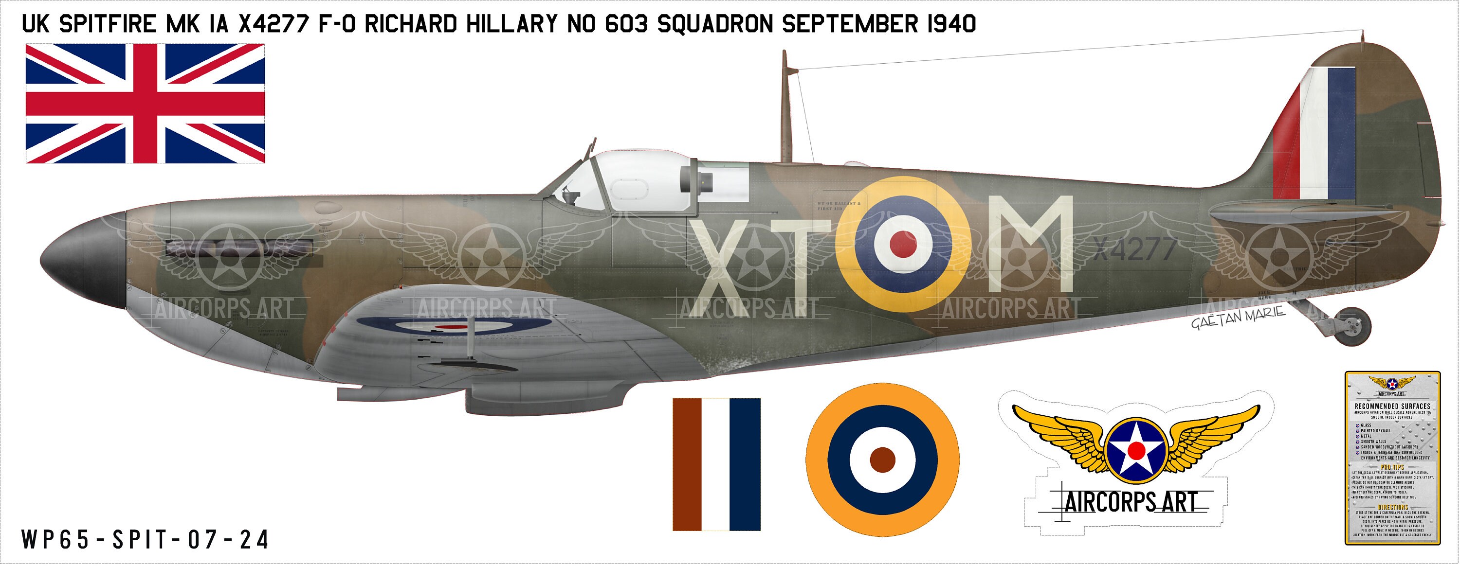 Spitfire Mk IA Richard Hillary WWII Decor Art Poster Wall | Etsy