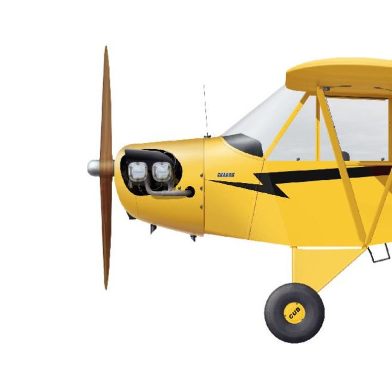 J-3 Piper Cub Airplane Profile Wall Art Decal Print Art - Etsy