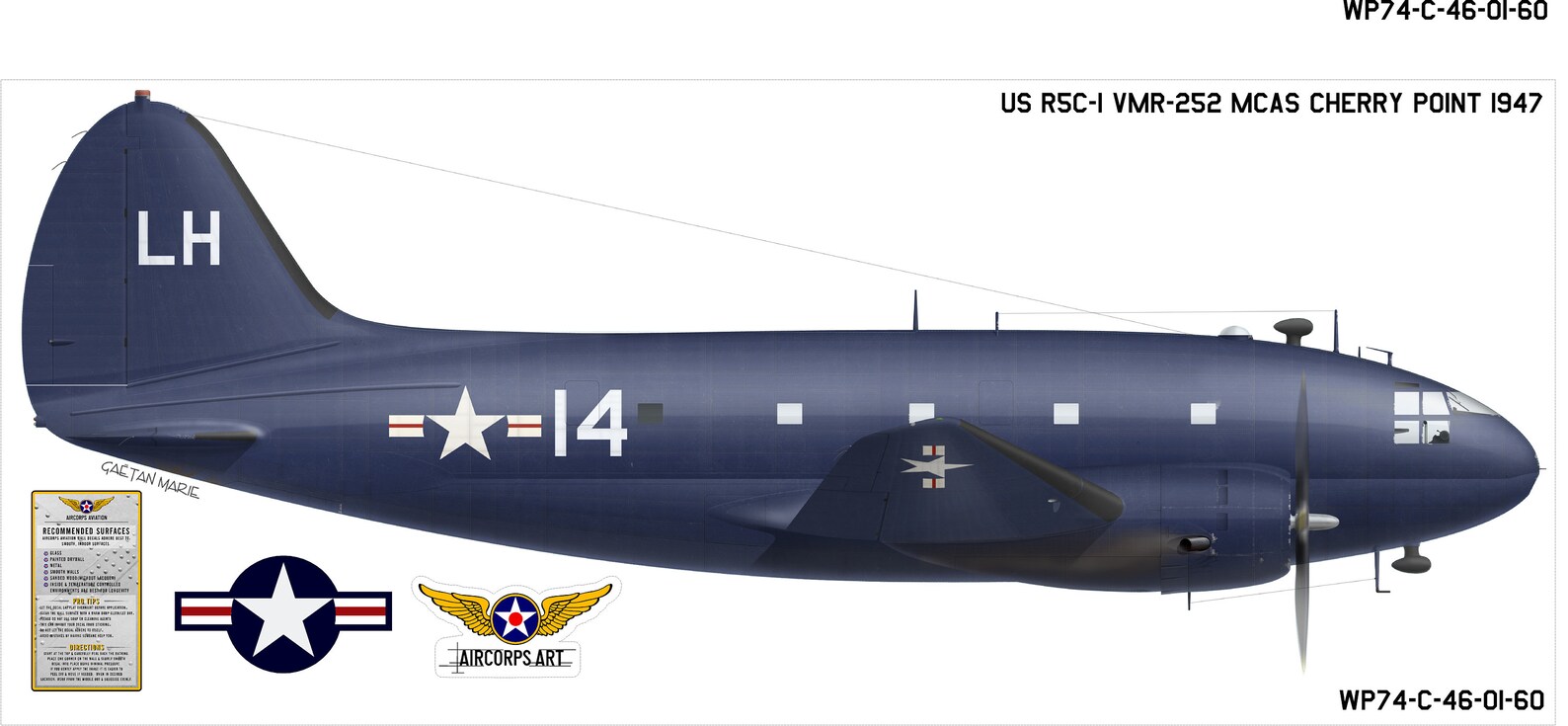 Curtiss C-46 Commando Airplane Profile Wall Art Plane Decal | Etsy