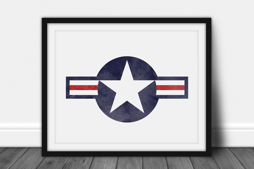 USAF Insignia Print Decor WWII Air Force Star and Bars Art - Military ...