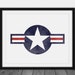 USAF Insignia Print Decor WWII Air Force Star and Bars Art Military ...