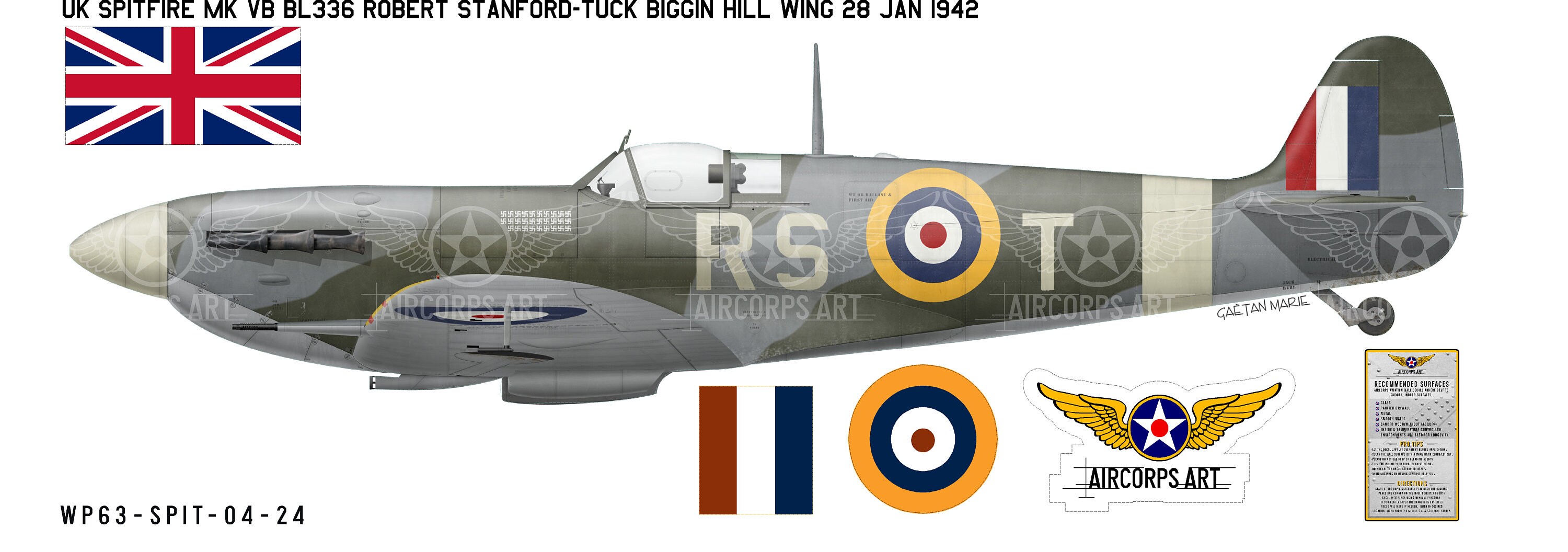 Spitfire Mk VB Airplane Profile | WWII Decor, Art Poster , Wall Decal ...
