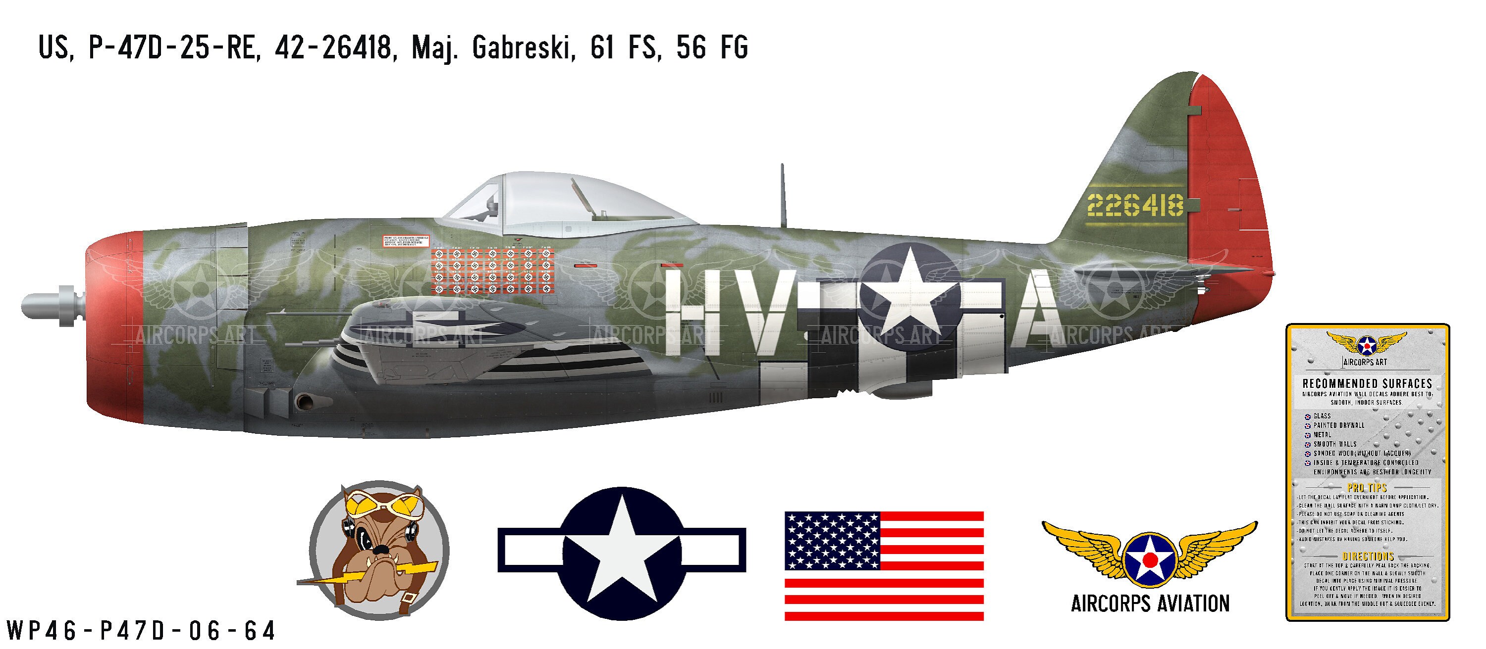 P-47D Thunderbolt gabby Gabreski Airplane Profile - Etsy