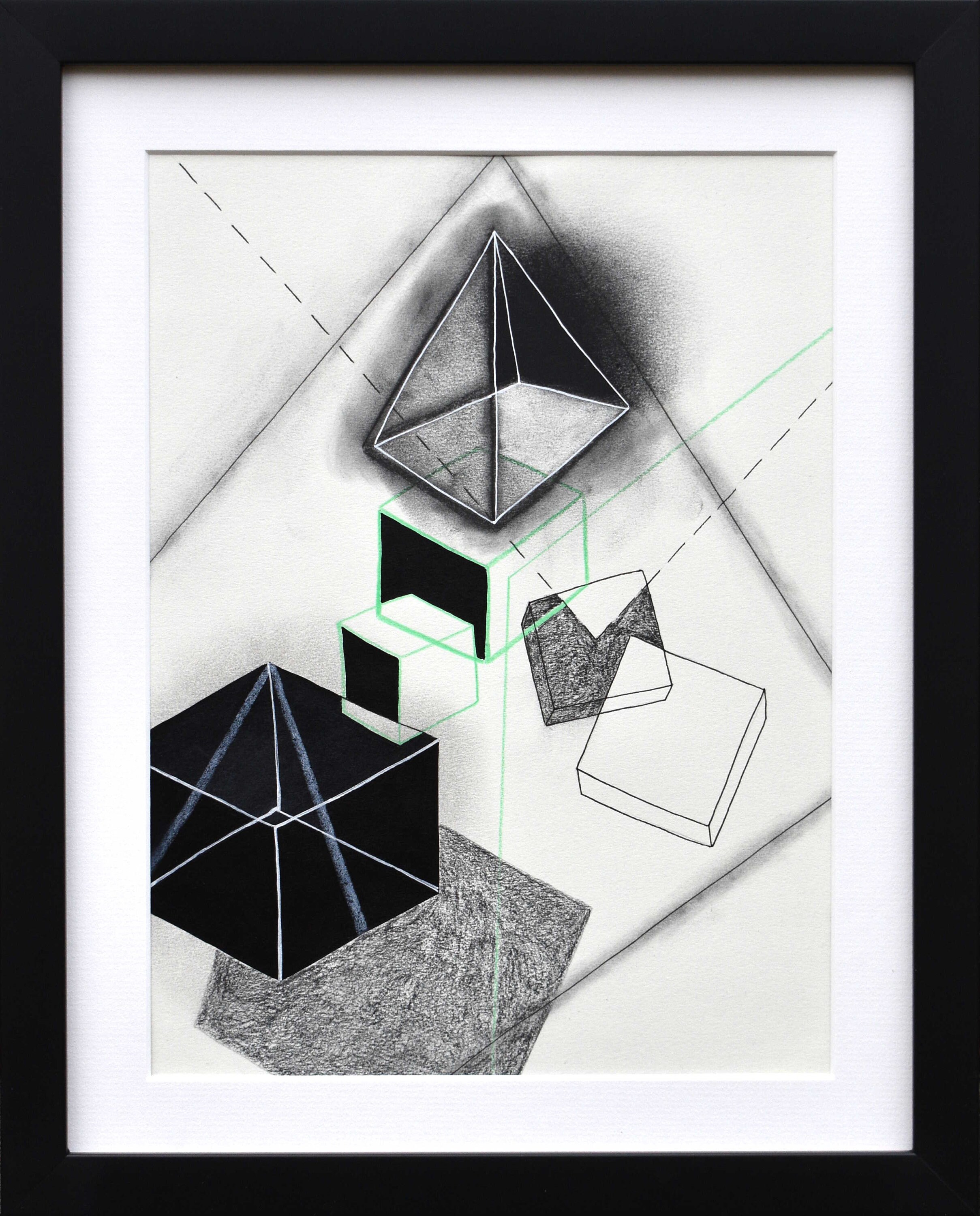 Original Work on Paper, Abstract Geometric Drawing, Pyramid Scheme 32 ...