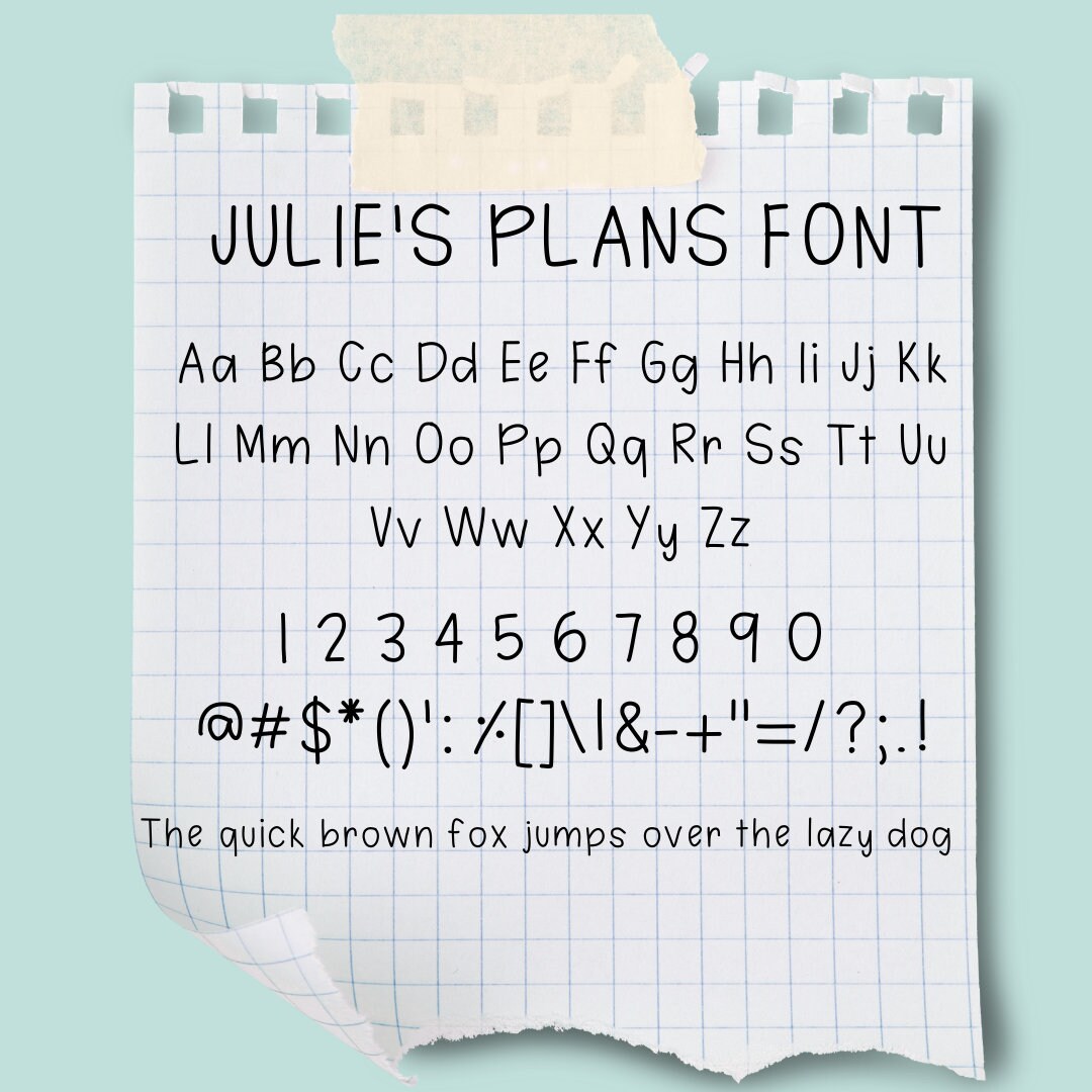 Julie's Plans Font- Instant Download | Handwritten Font - Etsy