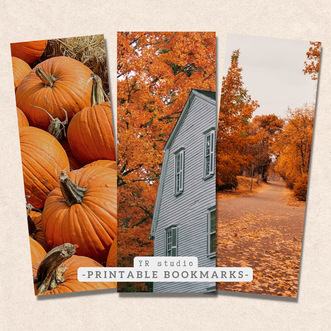 Autumn in New England Bookmarks, Printable Bookmark, Fall, Pumpkins ...