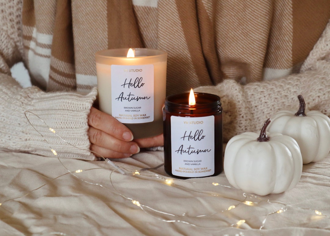 Hello Autumn Candle Hello Fall Candle Autumn Decor Cosy - Etsy UK