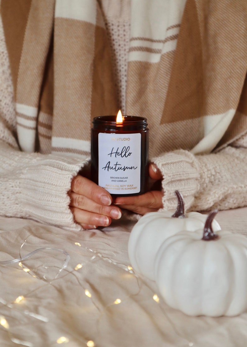 Hello Autumn Candle Hello Fall Candle Autumn Decor Cosy | Etsy UK