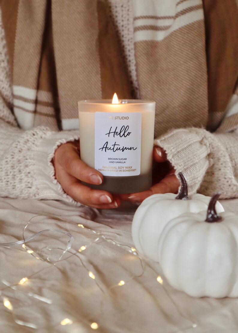 Hello Autumn Candle Hello Fall Candle Autumn Decor Cosy | Etsy UK