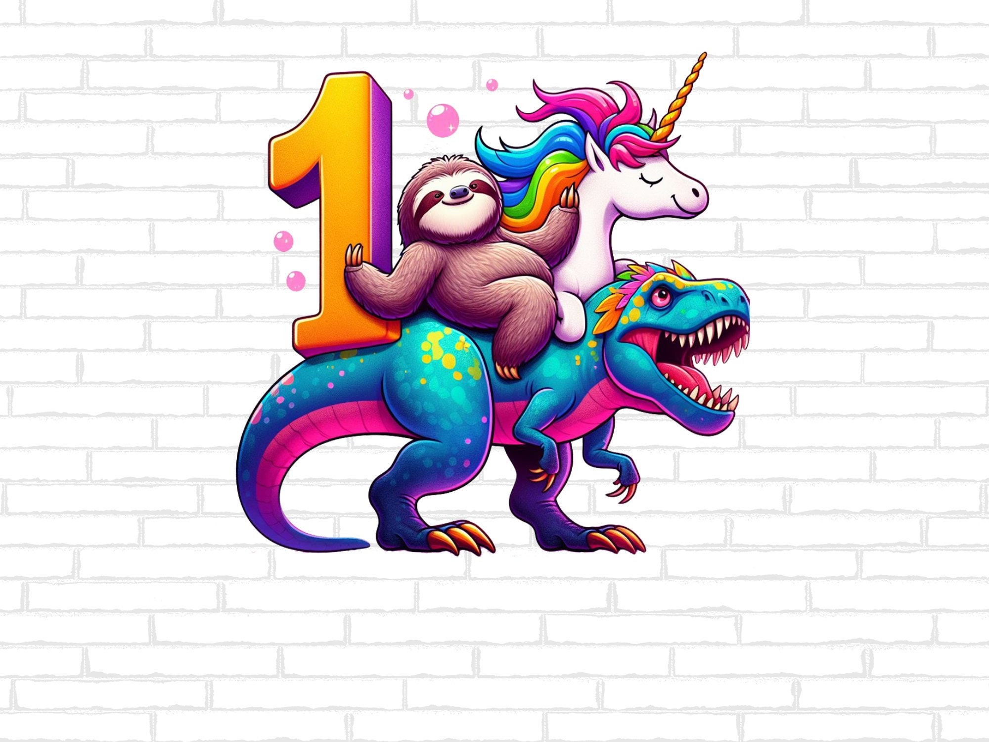 Unicorn Sloth T-rex Png Pdf Jpg Dinosaur Days of School Clipart. 300 ...