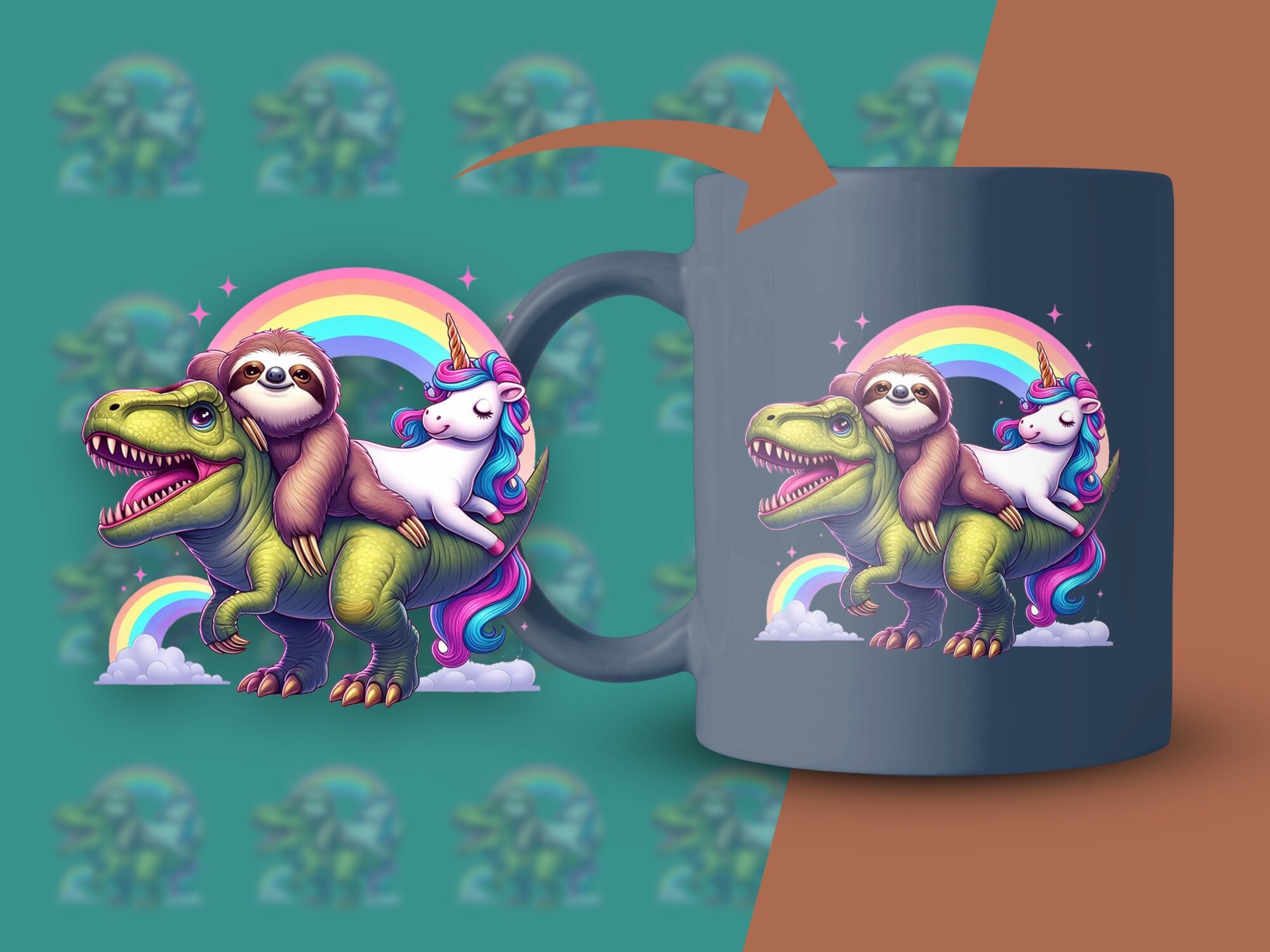 Unicorn Sloth T-rex Png Pdf Jpg Dinosaur Days of School Clipart. 300 ...