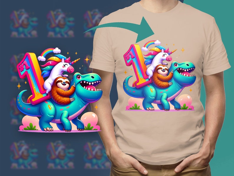 Unicorn Sloth T-rex Png Pdf Jpg Dinosaur Days of School Clipart. 300 ...