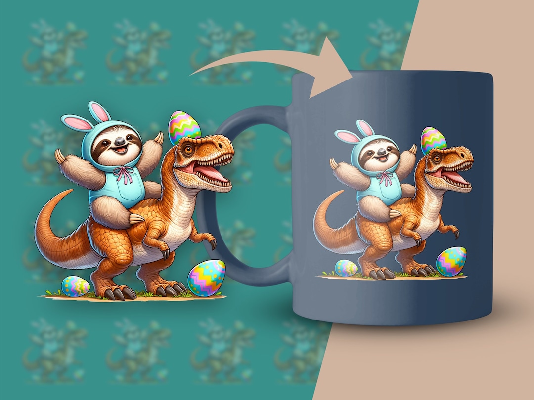 Instant Download Dinosaur T-rex Bunny Ride Digital Print, Festive ...