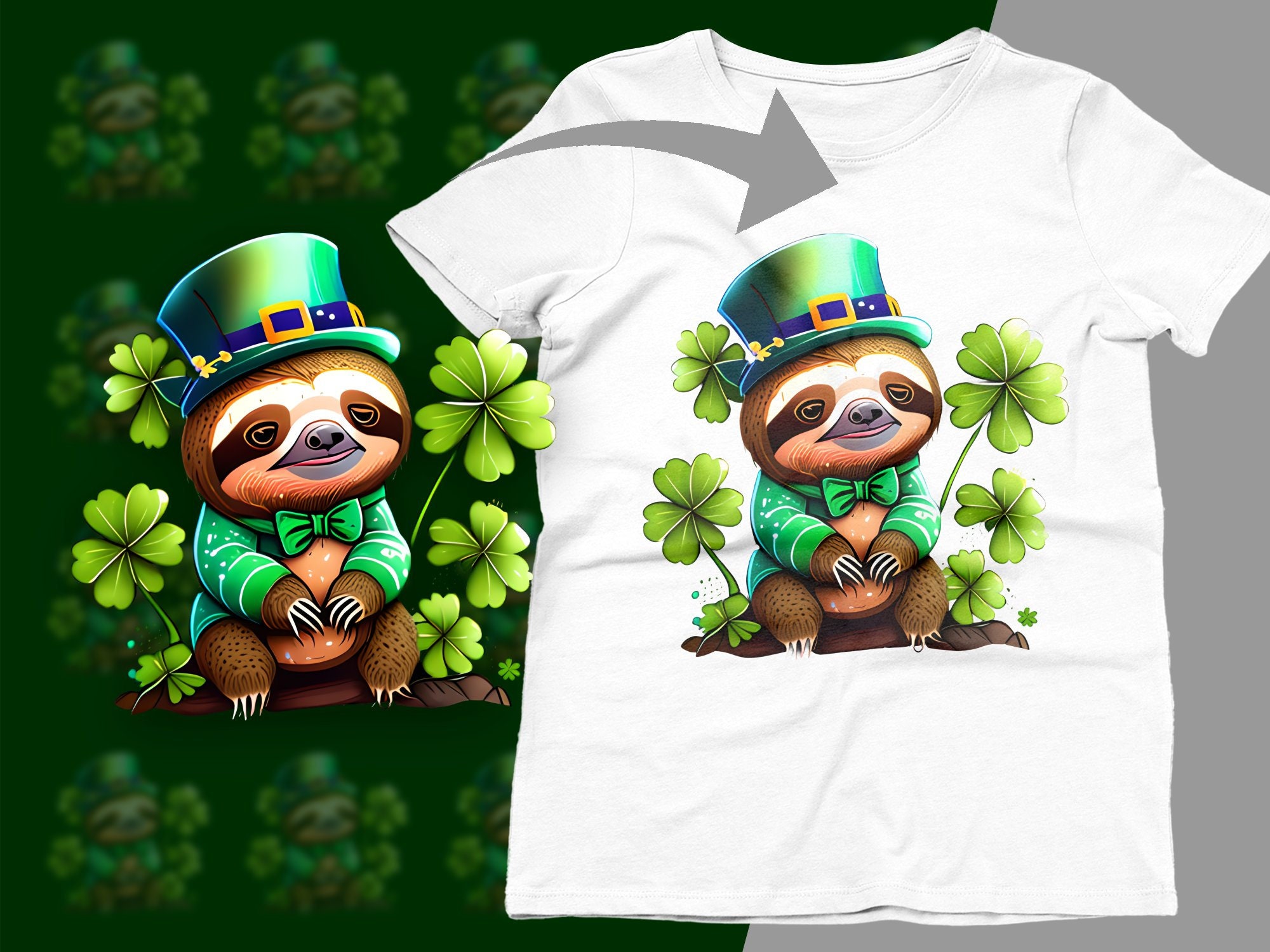 St Patricks Day Sloth Digital File Irish Sloth Paddy's Day Celebration ...