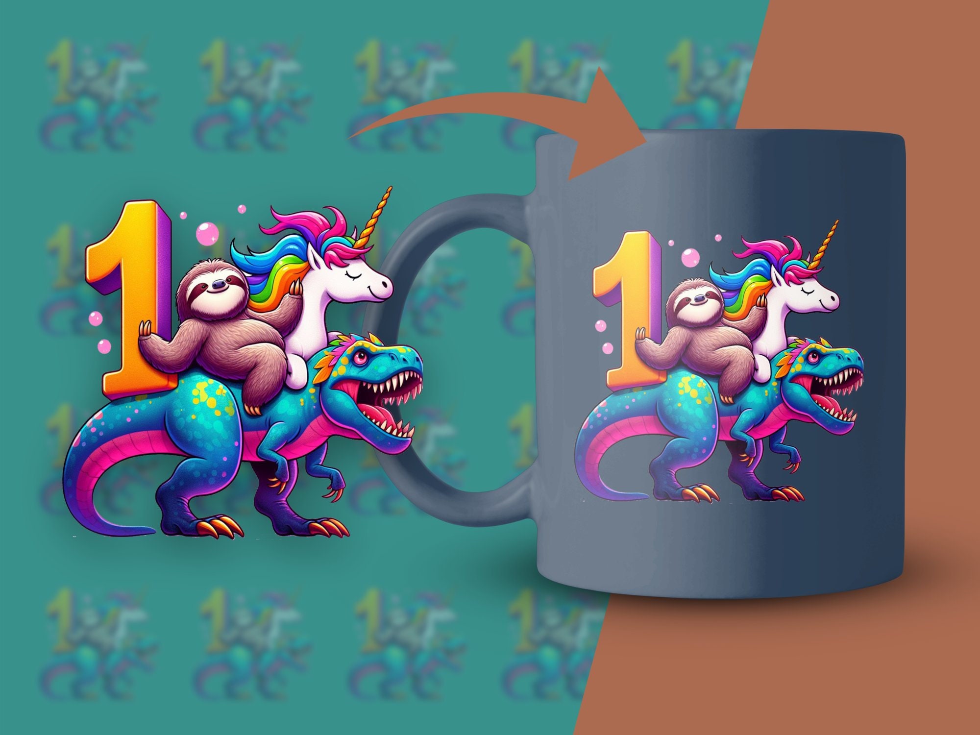 Unicorn Sloth T-rex Png Pdf Jpg Dinosaur Days of School Clipart. 300 ...