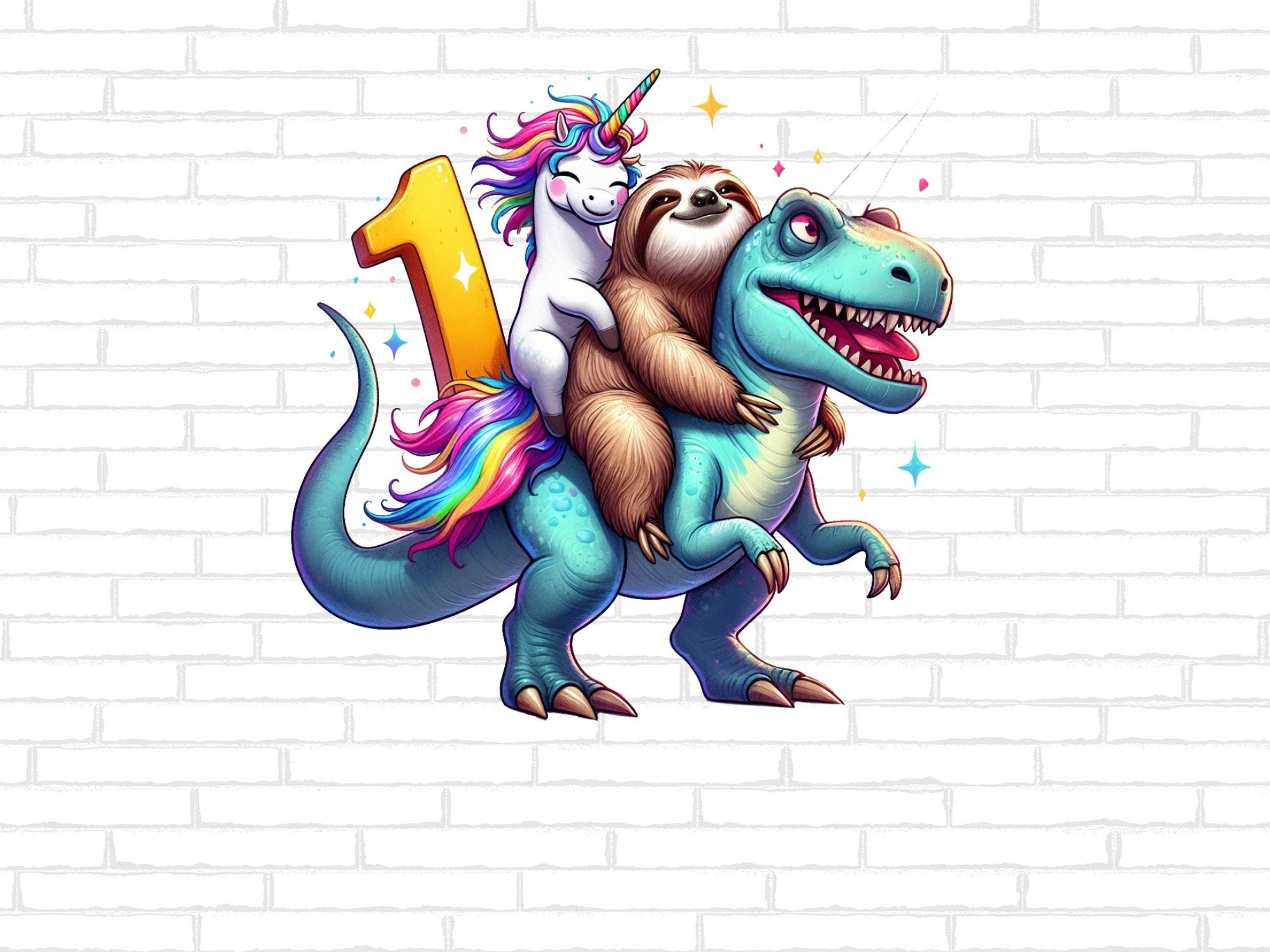 Unicorn Sloth T-rex Png Pdf Jpg Dinosaur Days of School Clipart. 300 ...