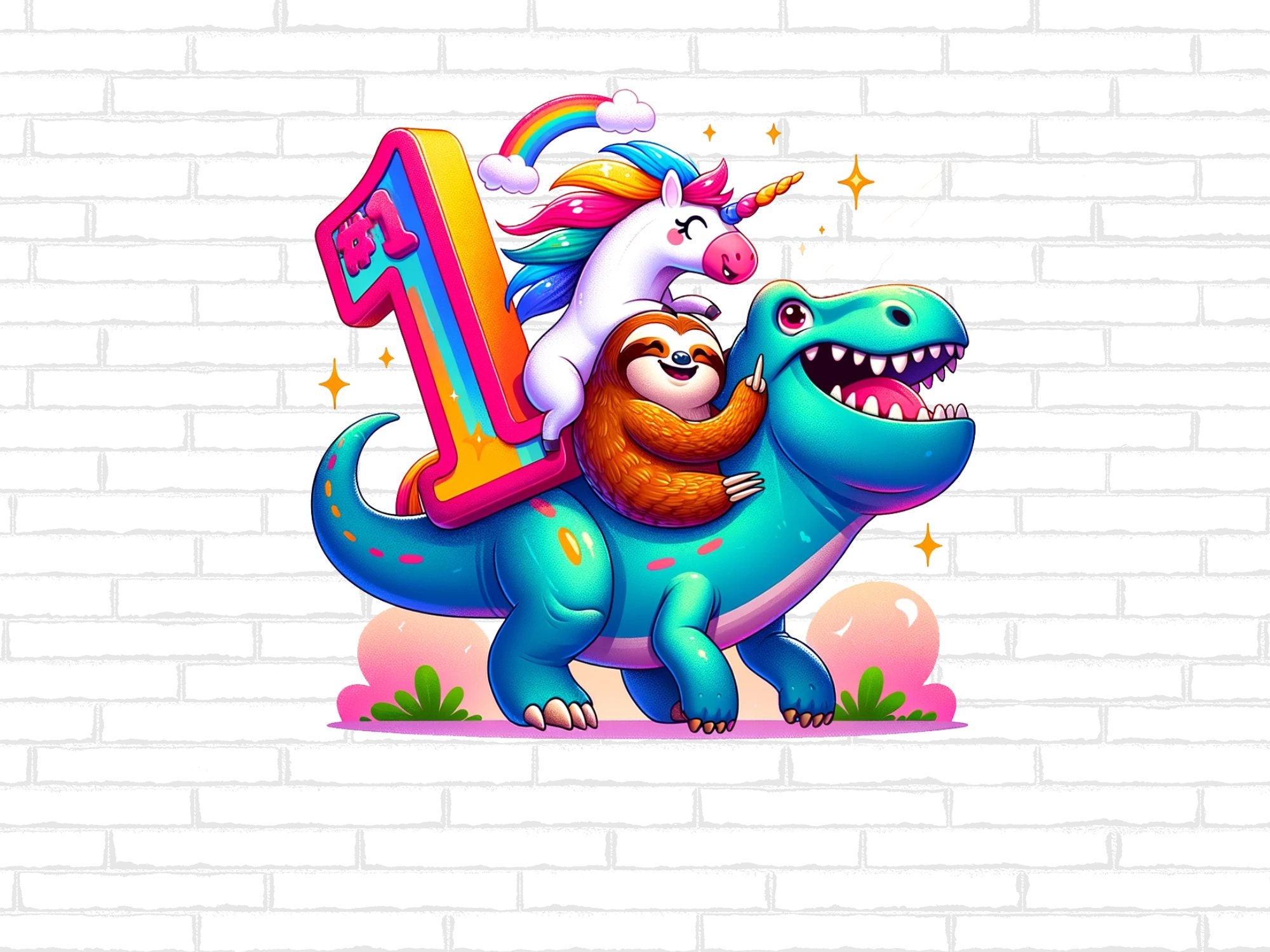 Unicorn Sloth T-rex Png Pdf Jpg Dinosaur Days of School Clipart. 300 ...