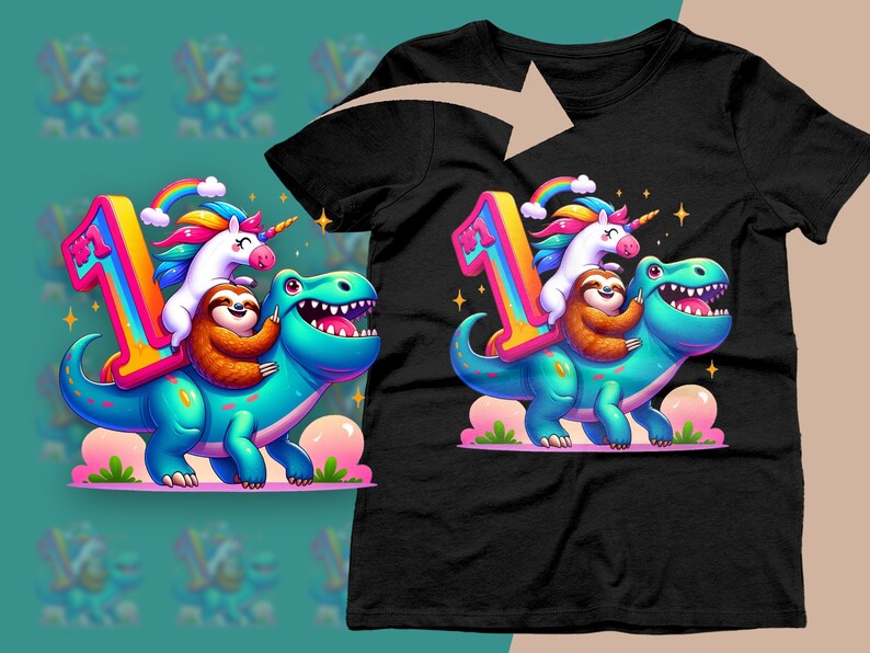 Unicorn Sloth T-rex Png Pdf Jpg Dinosaur Days of School Clipart. 300 ...