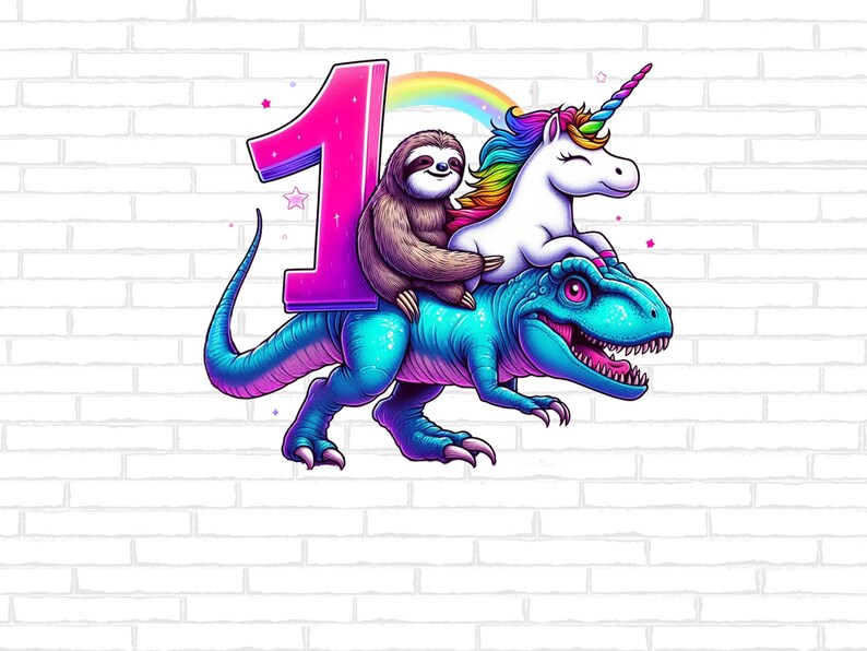 Unicorn Sloth T-rex Png Pdf Jpg Dinosaur Days of School Clipart. 300 ...
