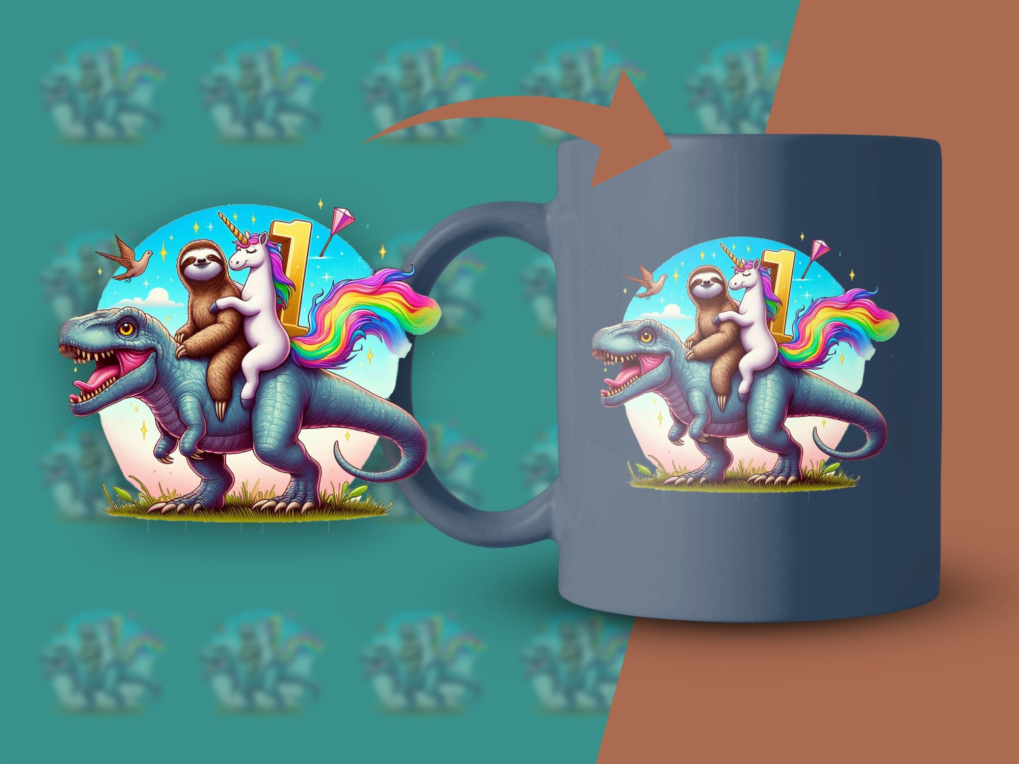 Unicorn Sloth T-rex Png Pdf Jpg Dinosaur Days of School Clipart. 300 ...