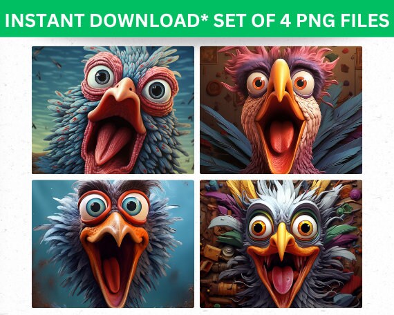 Funny Chicken Printable Square Digital Download 16 in X 16 300DPI Ratio ...