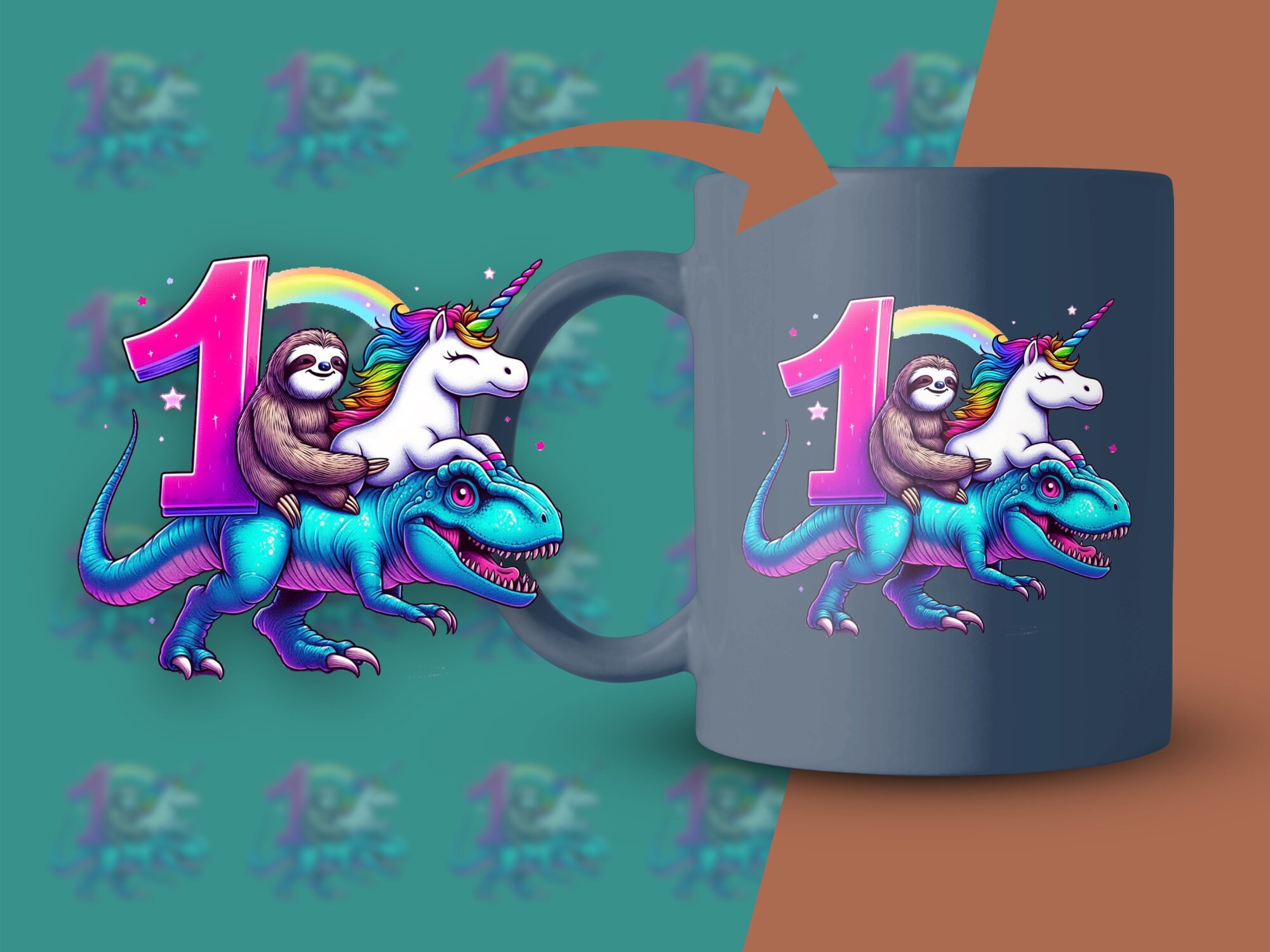 Unicorn Sloth T-rex Png Pdf Jpg Dinosaur Days of School Clipart. 300 ...