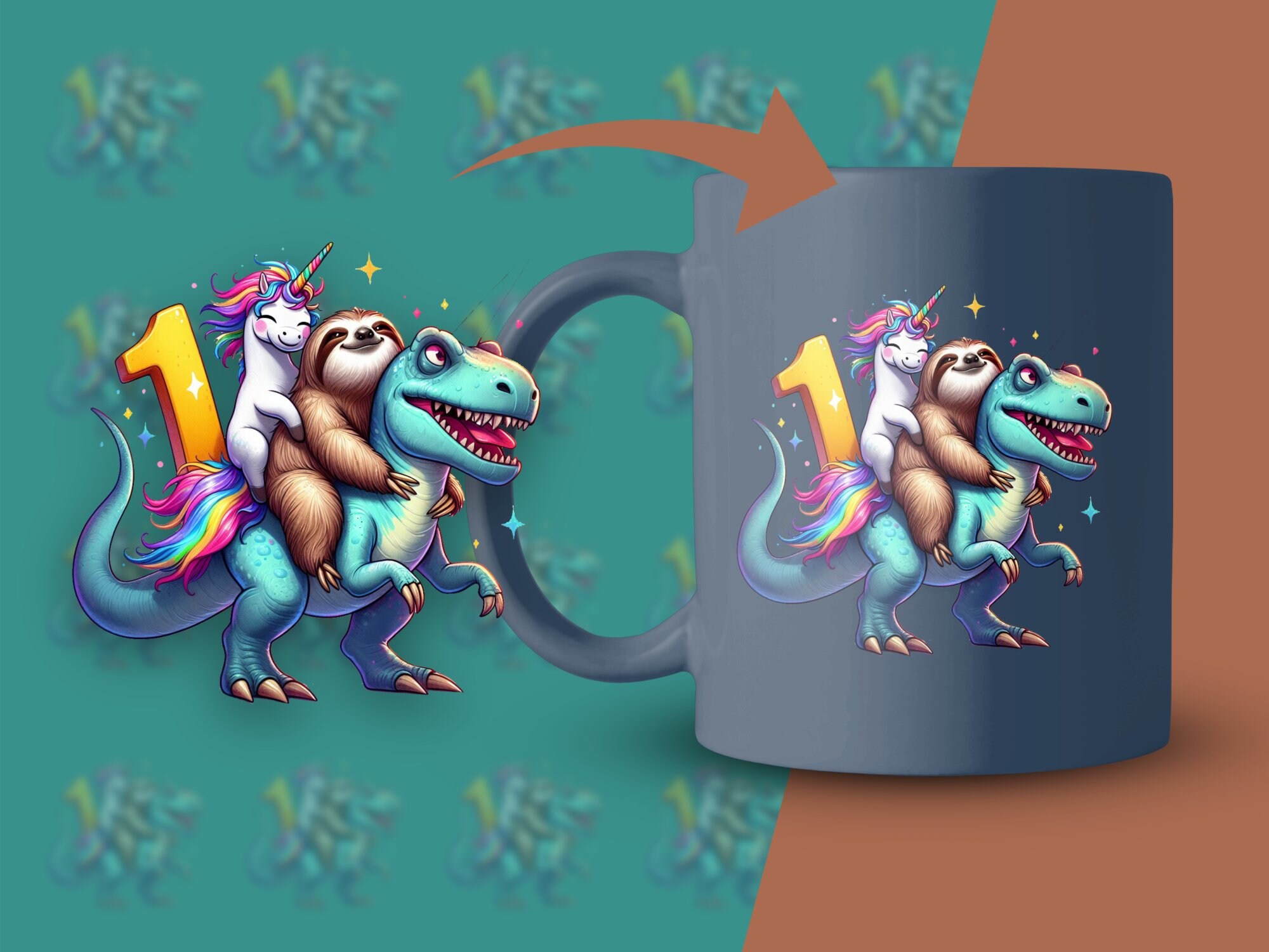 Unicorn Sloth T-rex Png Pdf Jpg Dinosaur Days of School Clipart. 300 ...