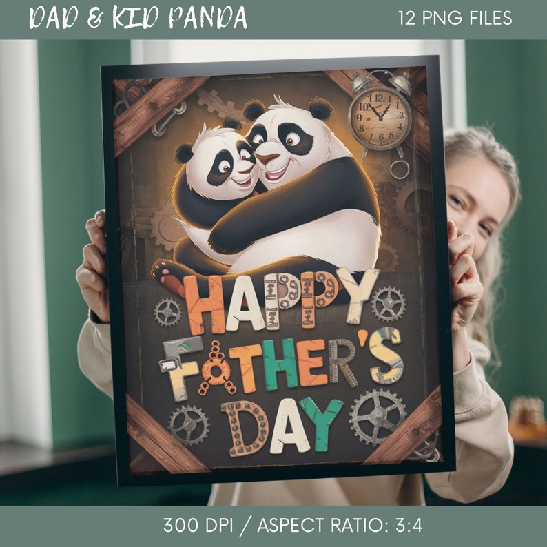 12 Panda Dad and Kid PNG Files Instant Download Father's Day Clipart ...