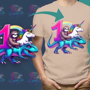 Unicorn Sloth T-rex Png Pdf Jpg Dinosaur Days of School Clipart. 300 ...