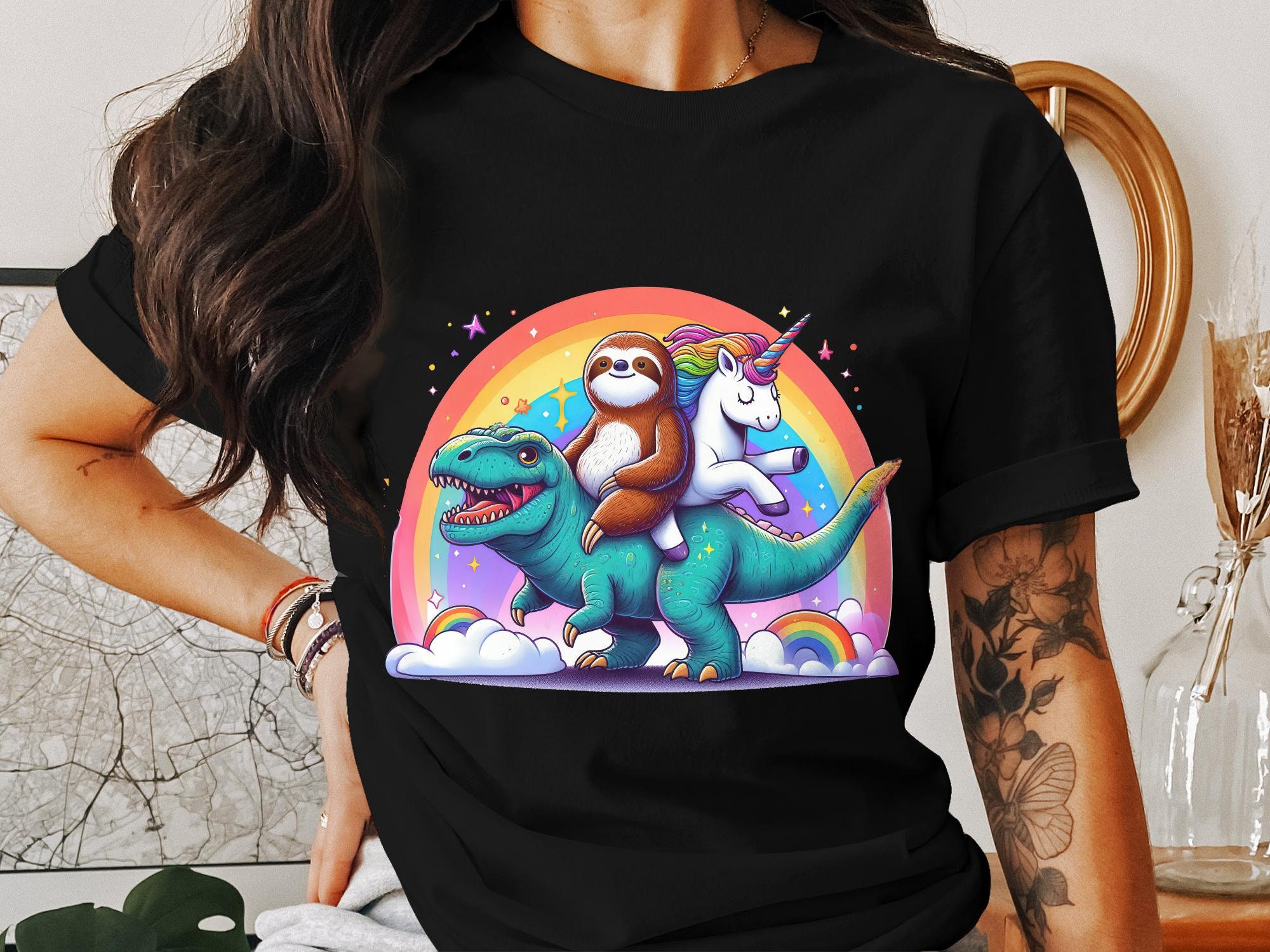 Unicorn Sloth T-rex Dinosaur for 100 Days of School Clipart. 300 DPI ...