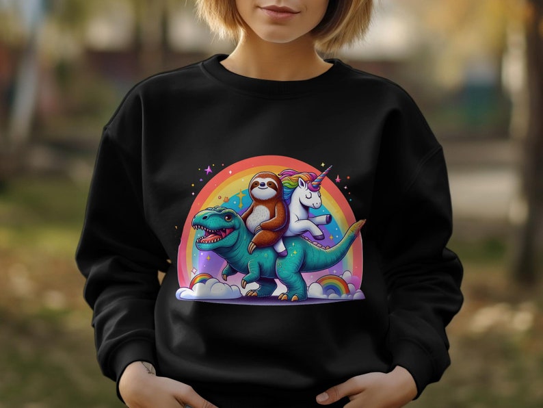 Unicorn Sloth T-rex Dinosaur for 100 Days of School Clipart. 300 DPI ...