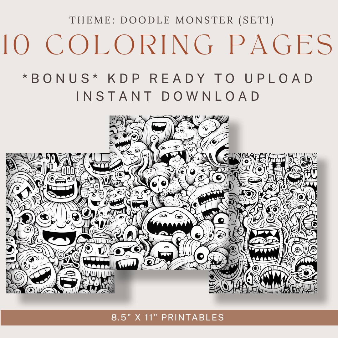 Doodle Monster Masterpieces 8.5"x11" High-resolution Coloring Book ...