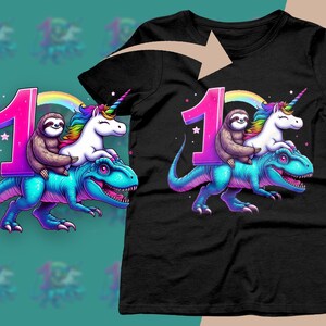 Unicorn Sloth T-rex Png Pdf Jpg Dinosaur Days of School Clipart. 300 ...