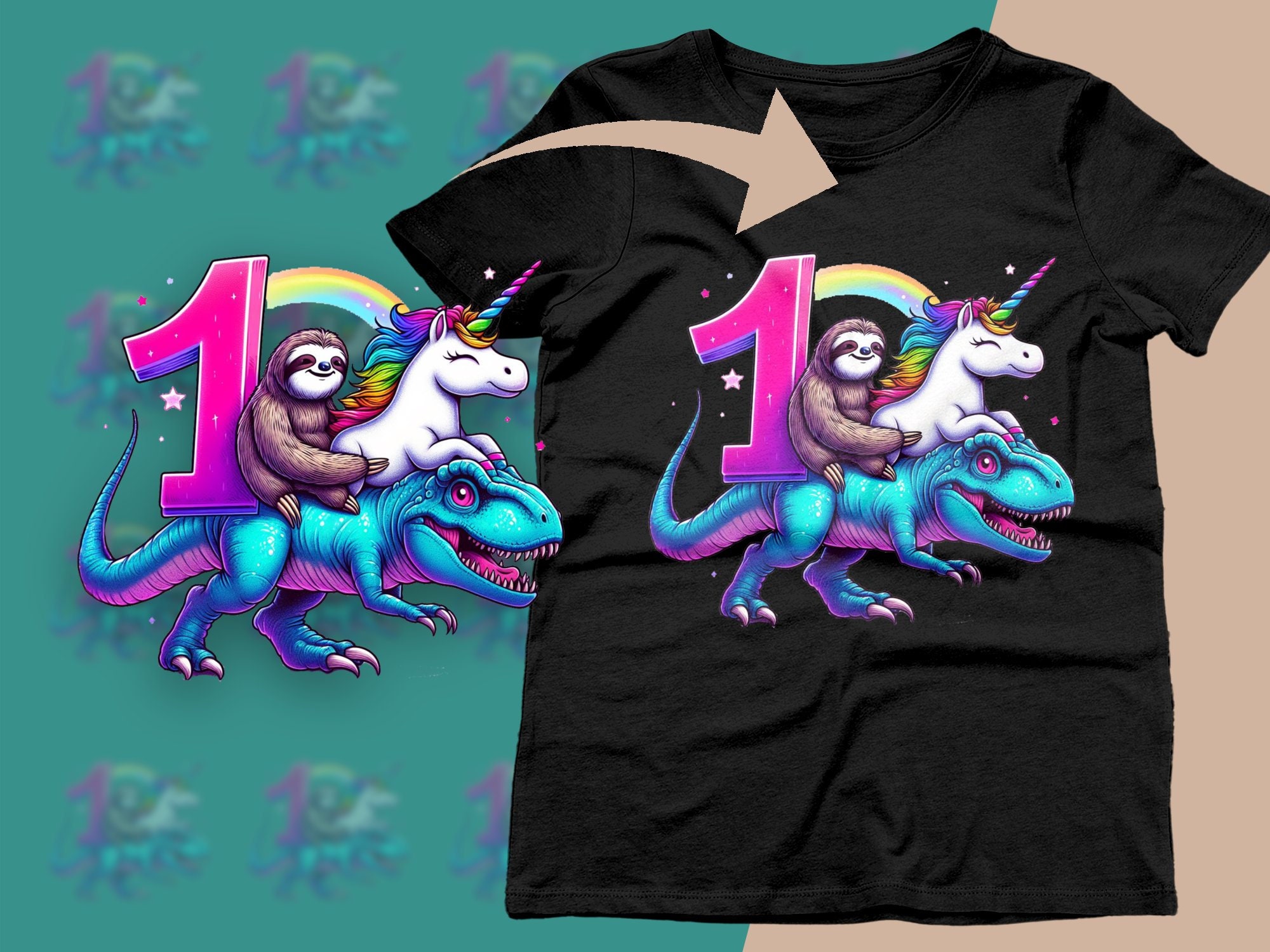 Unicorn Sloth T-rex Png Pdf Jpg Dinosaur Days of School Clipart. 300 ...